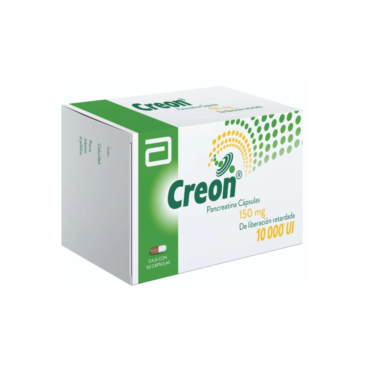 CREON. PANCREATINA 150 MG. LIBERACIÓN RETARDADA. CAJA CON 50 CÁPSULAS ...